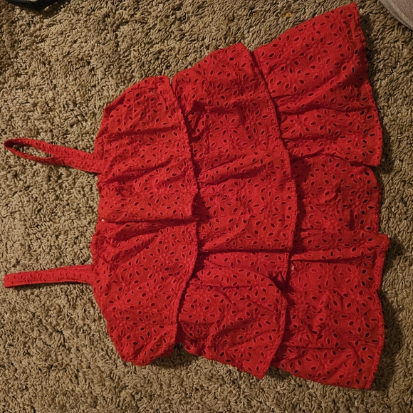 fabkids | Shirts & Tops | Little Girls Red Eyelet Ruffle Top | Poshmark